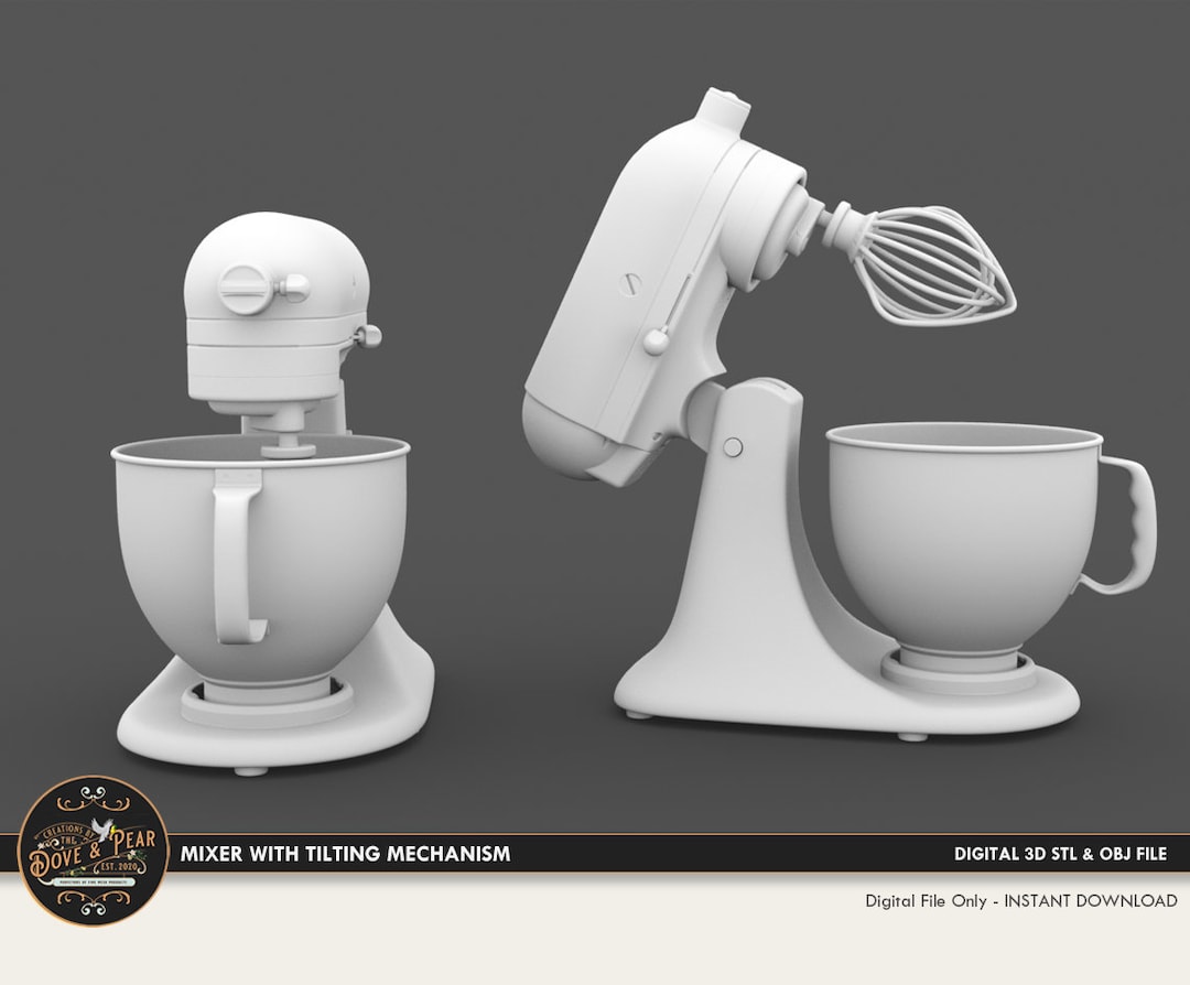 1:12 Kitchen Mixer With Bowl and Lift Stand Dollhouse Miniature 3D STL PRINT File Instant ...