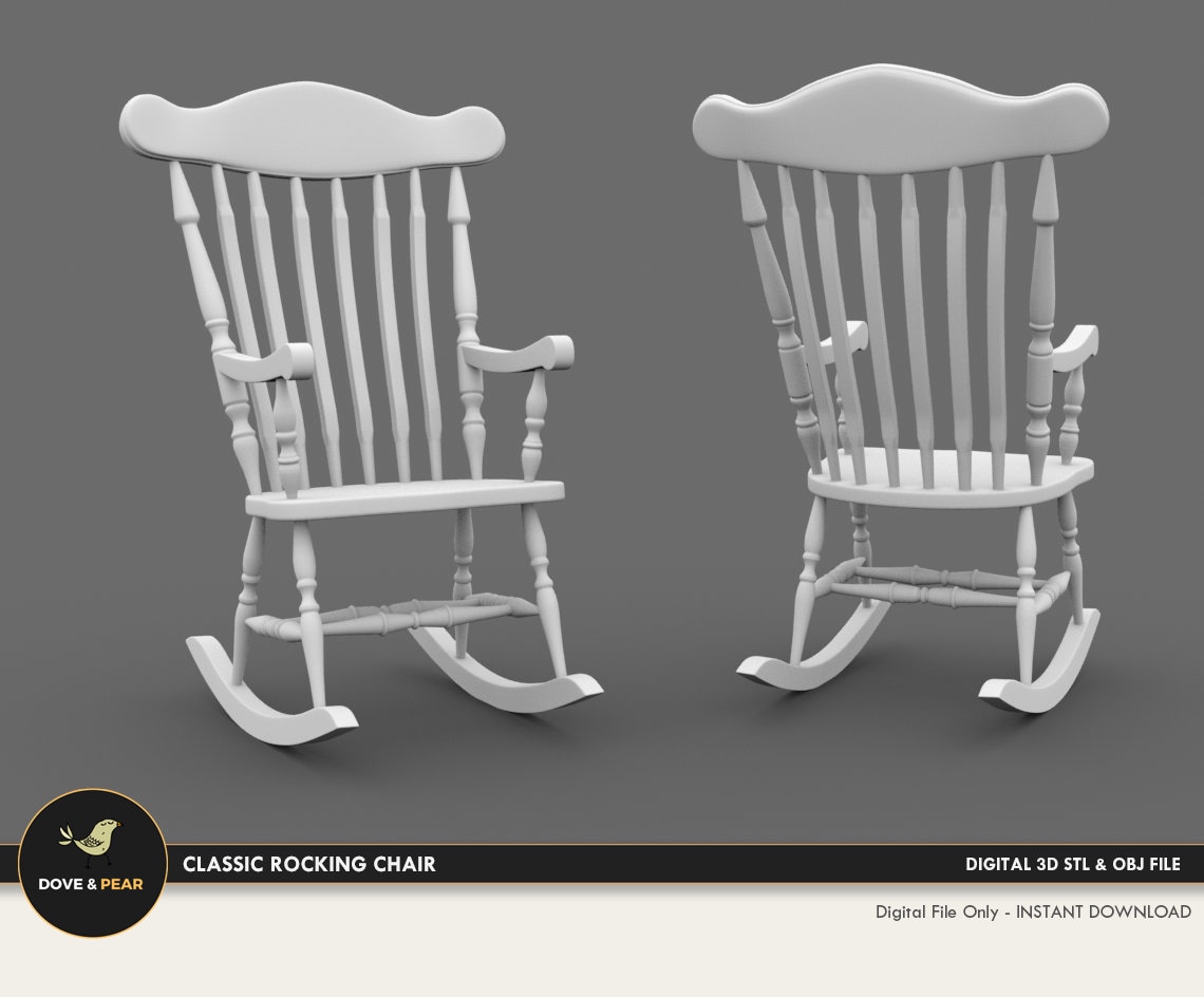 1:12 Classic Rocking Chair Dollhouse Miniature 3D STL PRINT - Etsy
