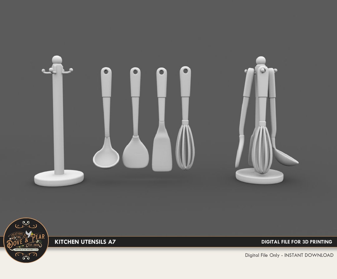 1:12 Kitchen Utensils A7 Dollhouse Miniature 3D STL PRINT File Instant ...