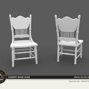 1:12 Scale Country Wood Chair 3D PRINT STL File Dollhouse Miniature - Etsy