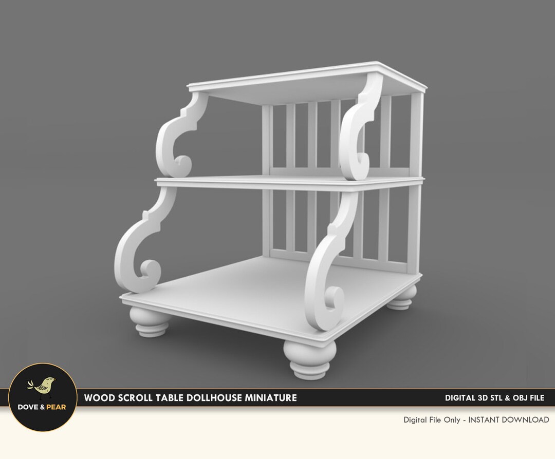 1:12 Scale Scroll Side Table Dollhouse Furniture 3D PRINT STL File - Etsy