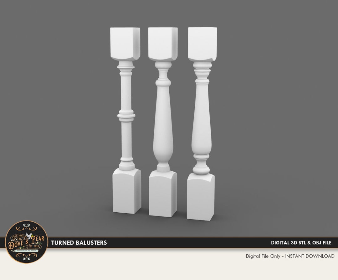 1:12 Turned Balusters A1 Dollhouse Miniature 3D STL PRINT File Instant ...