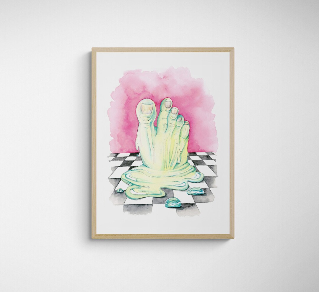 Melting Foot Watercolor Print - Trippy Illustration - Etsy