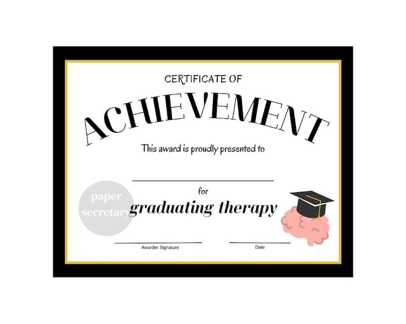 PRINTABLE Therapy Student Certificate, Mental Health Counseling Diploma ...