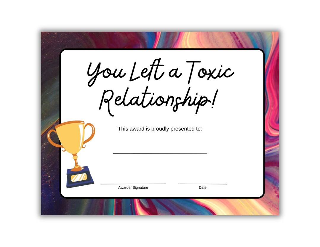 Relationship Break up Award Printable, Everyday Celebration, Digital ...