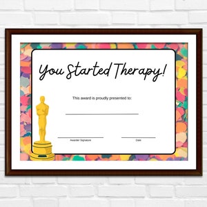 Therapy Student Certificate Printable, Mental Health Counseling Diploma ...