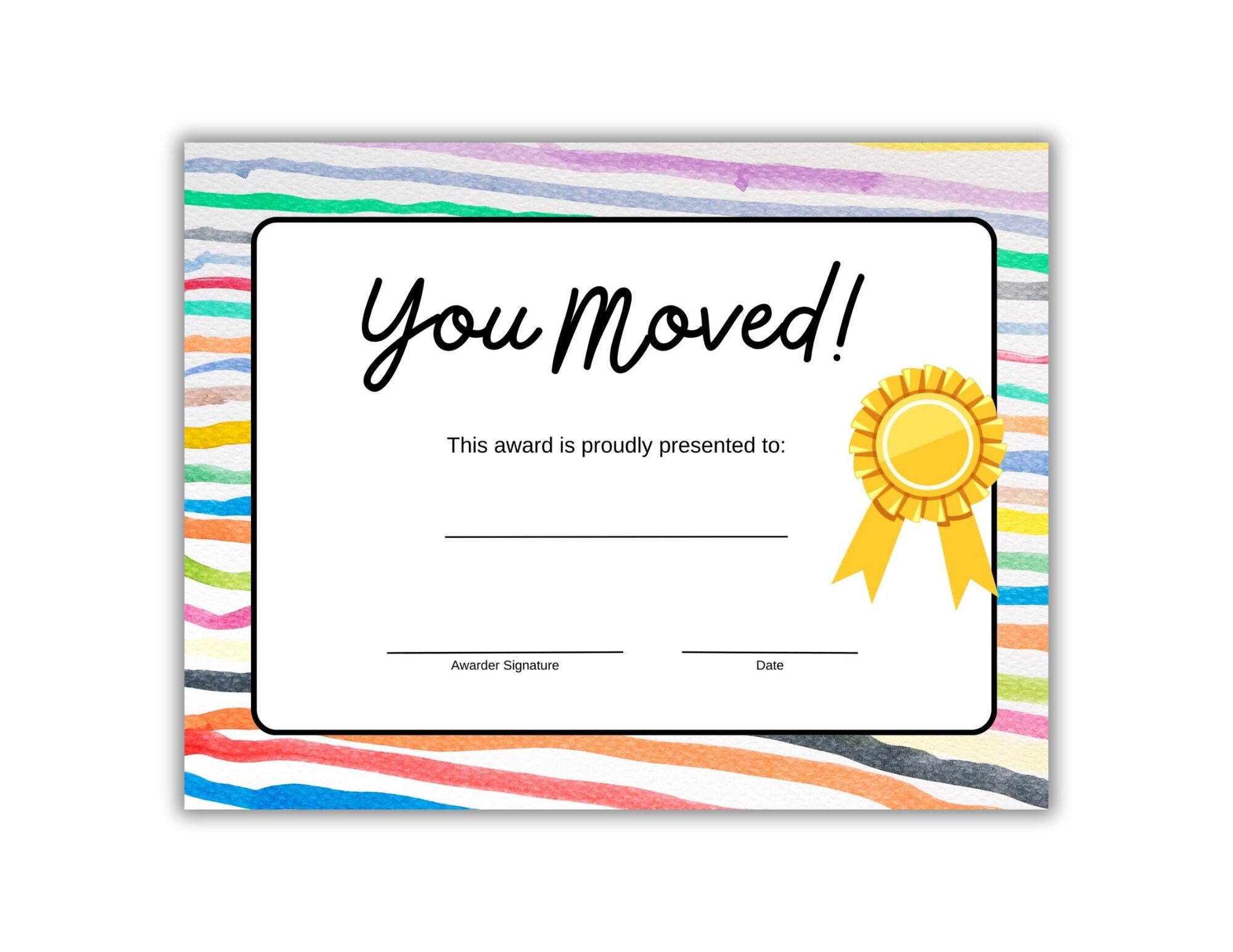 New Home Gift Certificate Printable, Moving Day Award Template ...