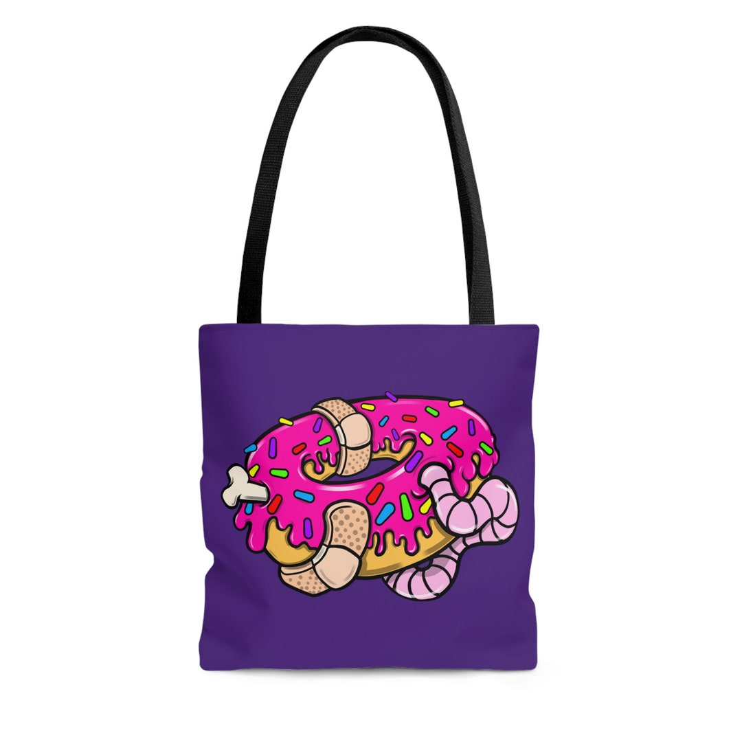 Goth Donut Baghorror Tote Bagdonut Bagzombie Bagzombie - Etsy