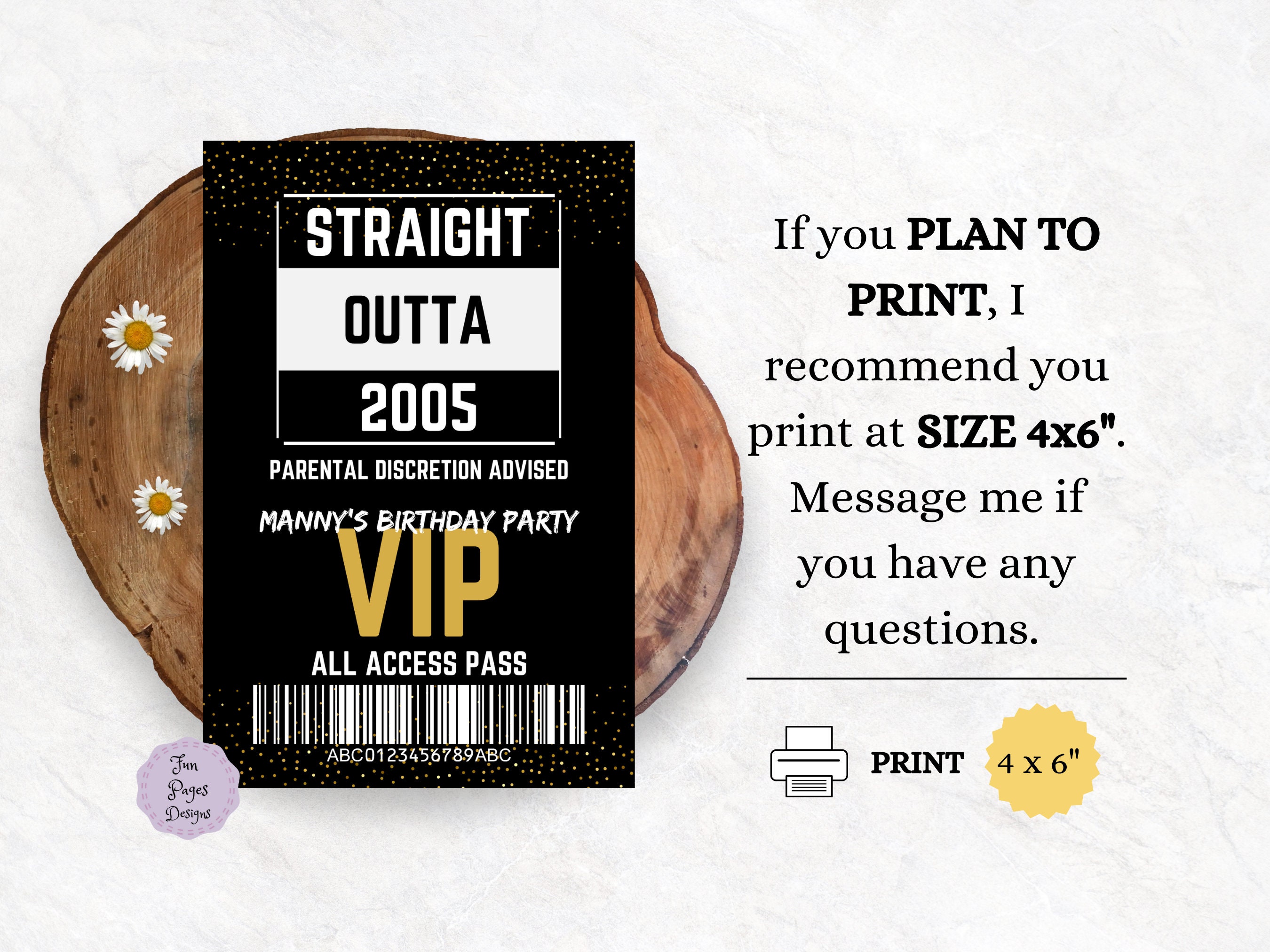 Black Birthday VIP Lanyard Inserts, Party Celebration Pass, Straight ...