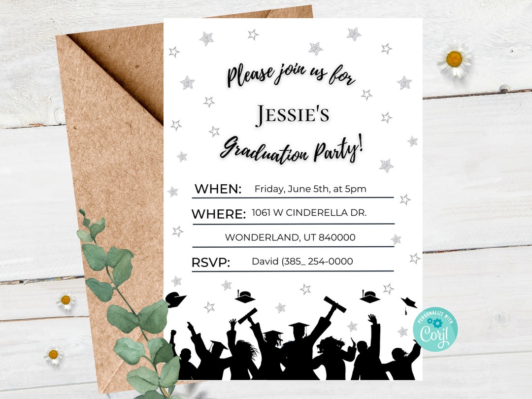 Graduation Invitation Template Party Ceremony, Class of 2023, Editable ...