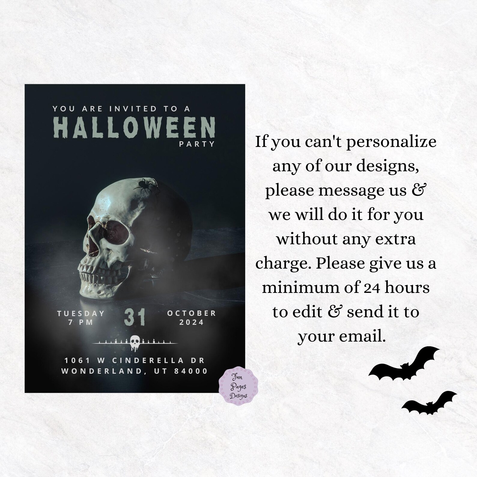 Creepy Skull Halloween Party Invitation, Spooky October Invite, Scary ...