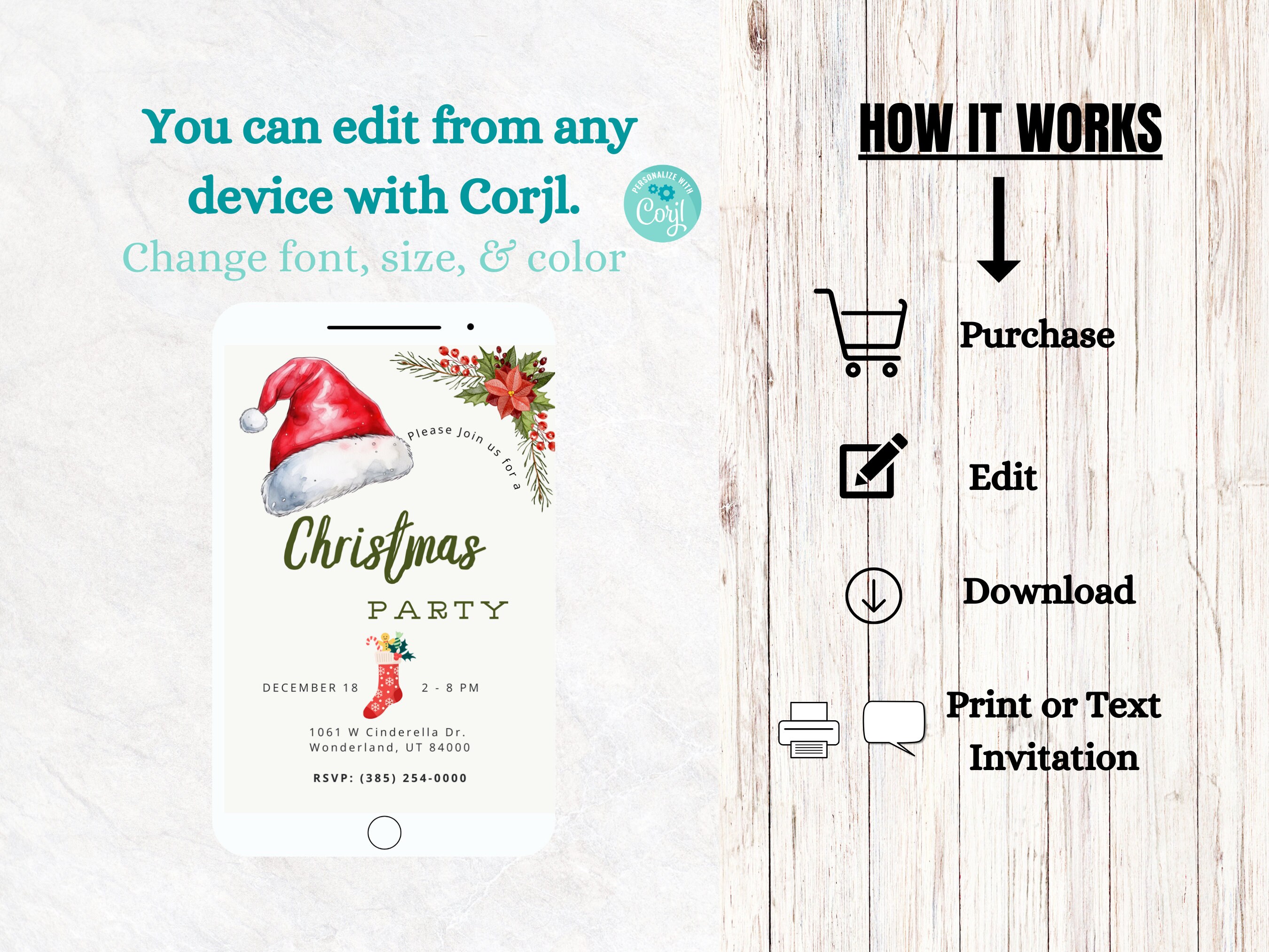 Red Santa Hat Christmas Party Invitation, Festive Holiday Party ...