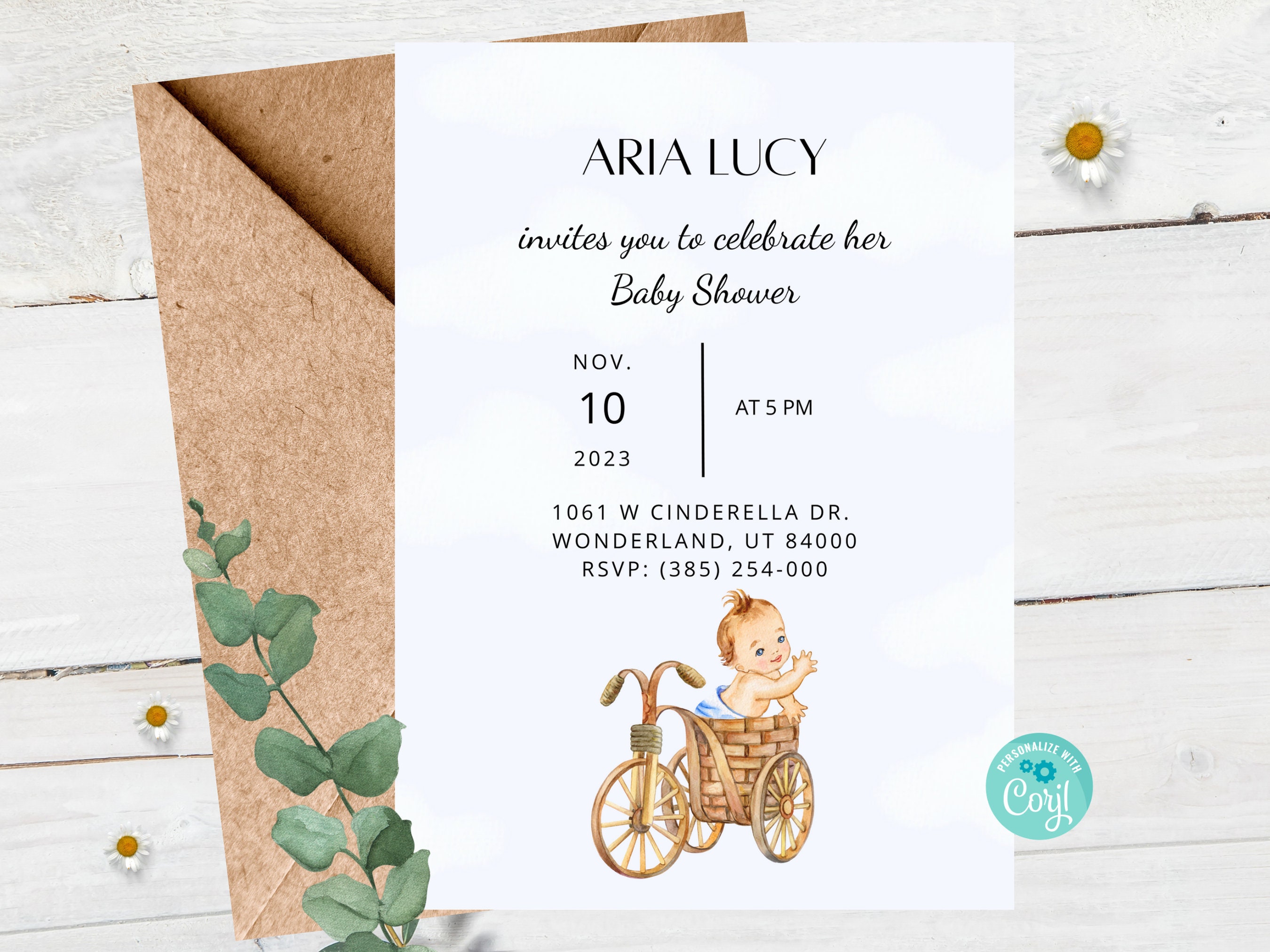 Simple Baby Shower Invitation, It's a Boy Party, Baby on the Way ...