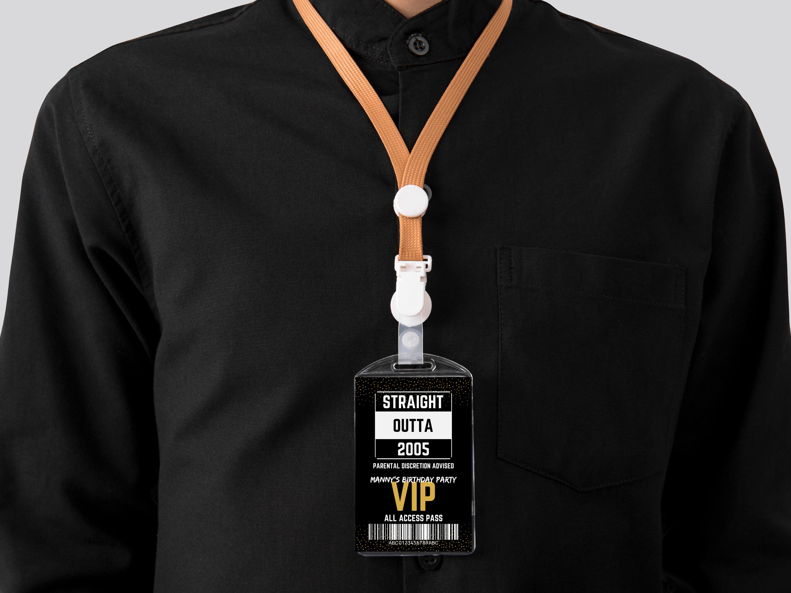 Black Birthday VIP Lanyard Inserts, Party Celebration Pass, Straight ...