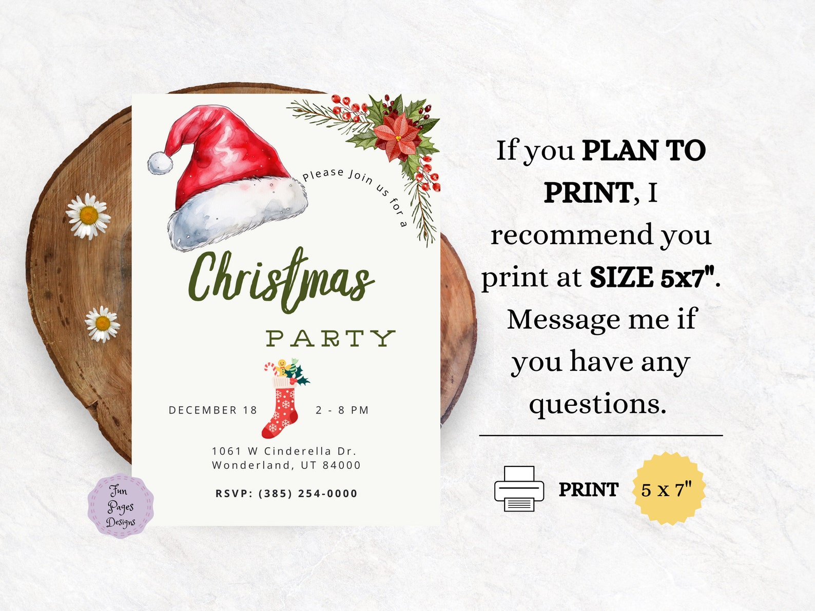 Red Santa Hat Christmas Party Invitation, Festive Holiday Party ...