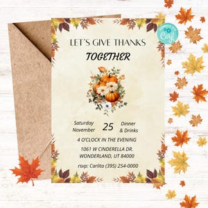 Let's Give Thanks Invitation, Thanksgiving Theme, November Gathering ...