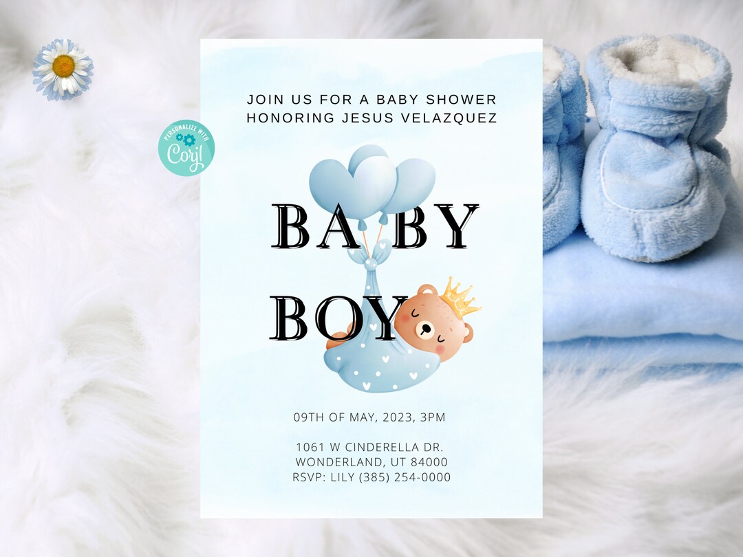 Invitación King Baby Shower, Es una fiesta de niños, Tema de oso de ...