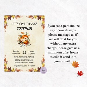 Let's Give Thanks Invitation, Thanksgiving Theme, November Gathering ...