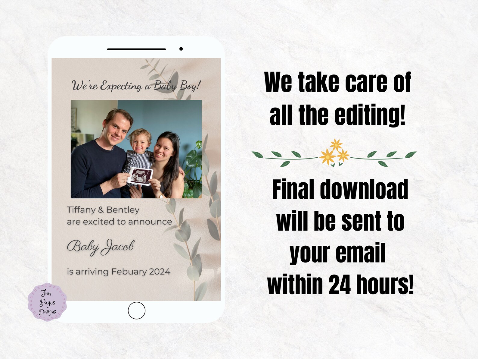 Photo Pregnancy Announcement Template, Baby on the Way, Big News, Baby ...