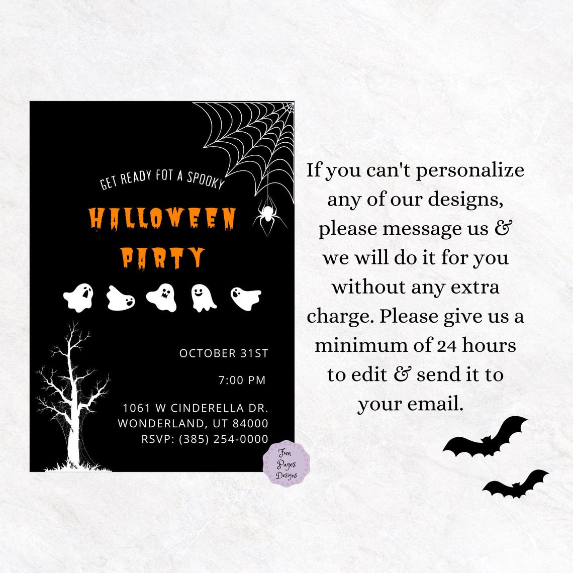 Ghost Halloween Party Invitation, Spooky Theme, Orange and Black Creepy ...