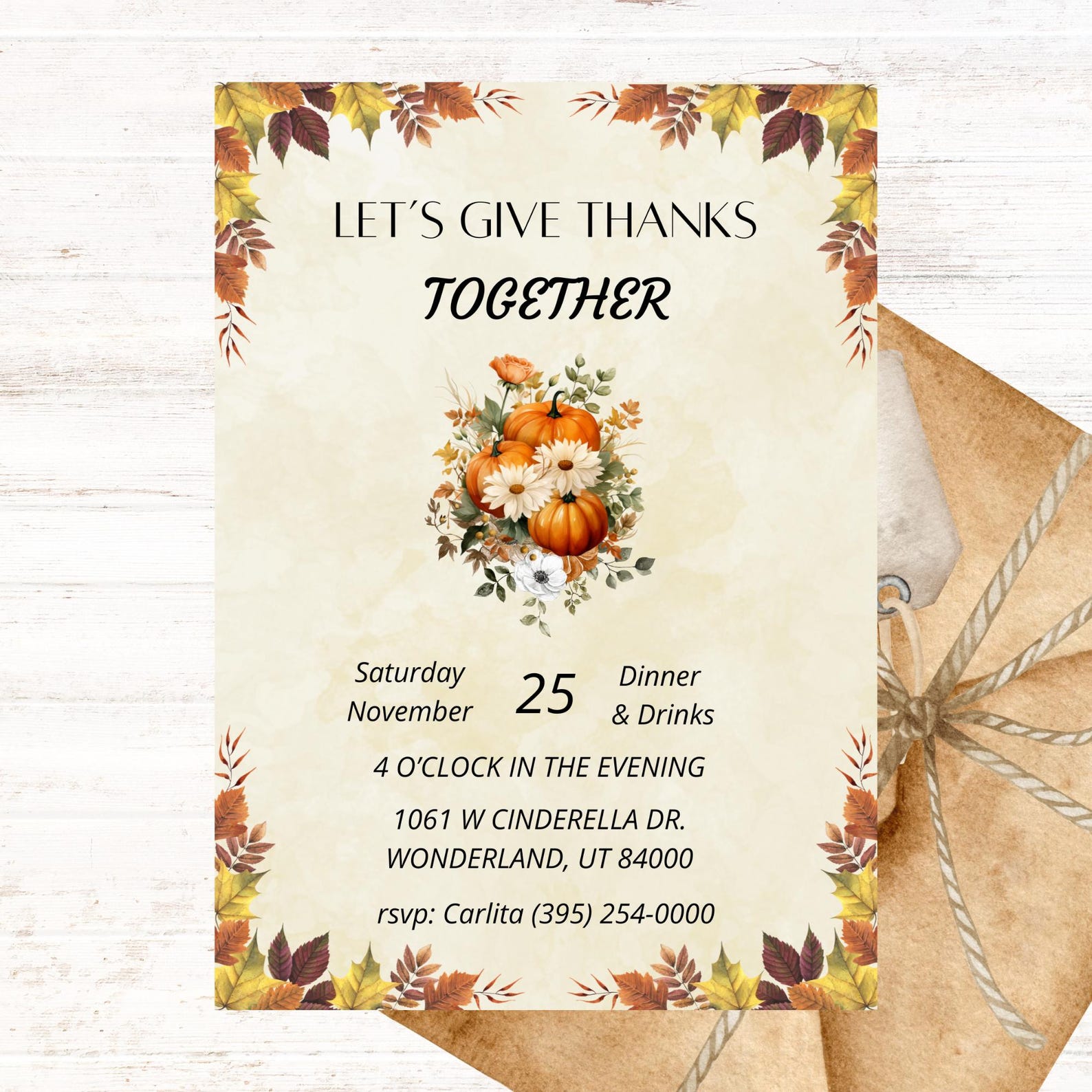 Let's Give Thanks Invitation, Thanksgiving Theme, November Gathering ...