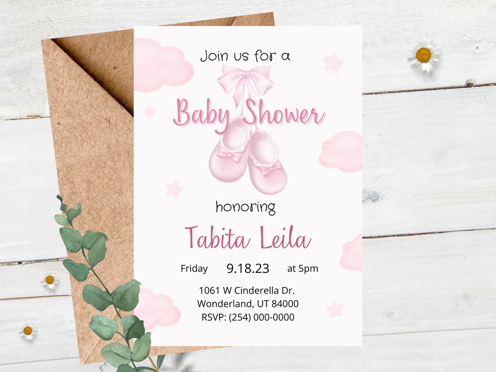 Ballet Baby Shower Invitation, It's a Girl Party, Pink Theme, Digital ...