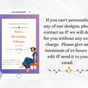 Elegant Purple Birthday Invitation Template, Teenager Girl Party ...