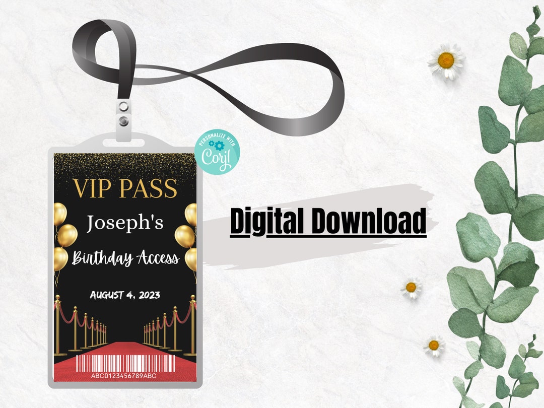 Hollywood VIP Lanyard Pass, Birthday Inserts, Party Celebrations ...