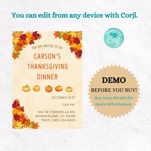 Fall Thanksgiving Dinner Invitation, November Gathering, Let's Give ...