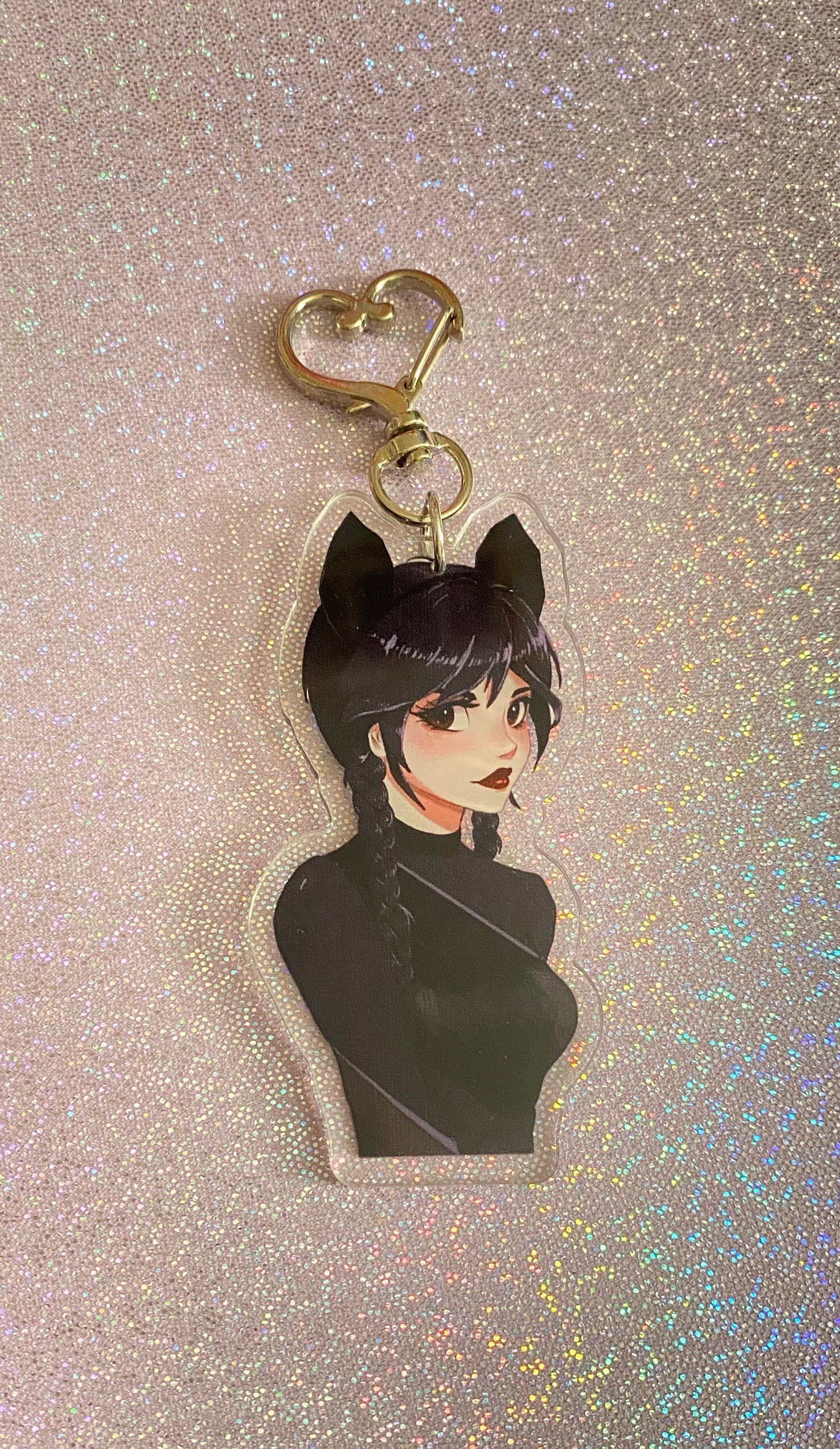 Kawaii Goth Keychain, Enid Keychain, Wednesday Charm - Etsy