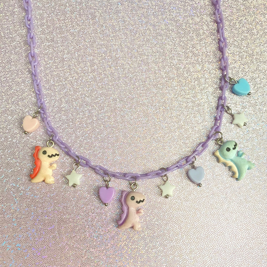 Kawaii Dinosaur Necklace, Pastel Kawaii Jewelry, Dinosaur Jewelry - Etsy