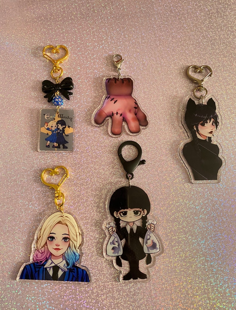 Kawaii Goth Keychain, Enid Keychain, Wednesday Charm - Etsy