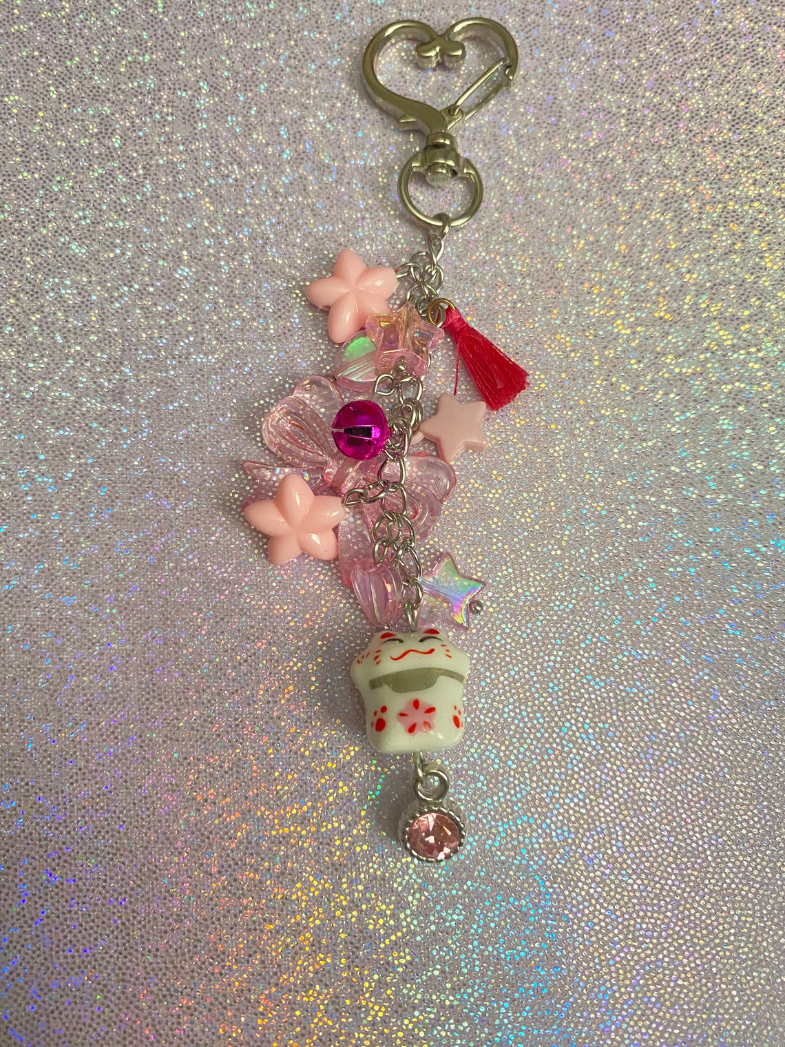 Kawaii Neko Keychain, Maneki Neko Charm, Lucky Cat Keychain - Etsy