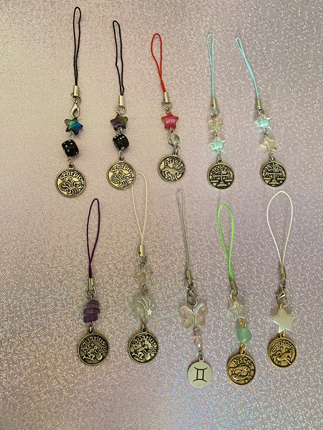 Star Sign Phone Charm, Zodiac Sign Charm, Beaded Phone Charm - Etsy