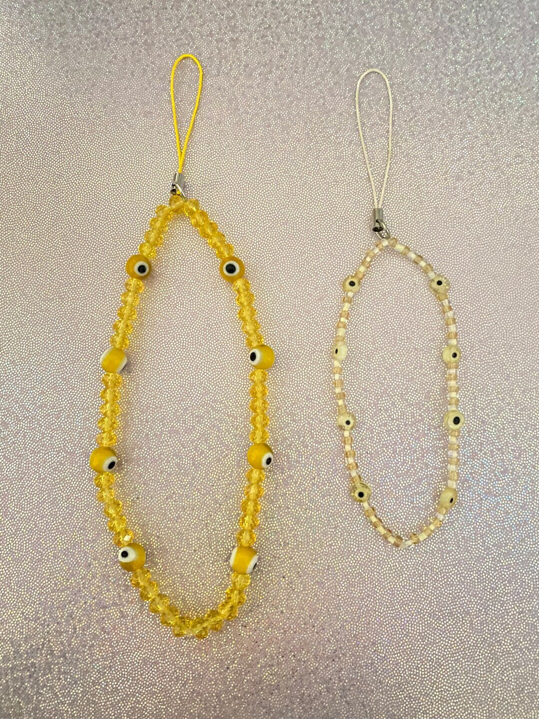 Yellow Evil Eye Beaded Phone Charm, Evil Eye Phone Charm - Etsy