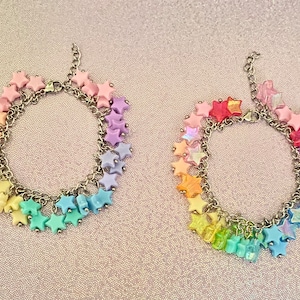 Pastel Star Charm Bracelet, Kawaii Jewelry, Rainbow Charm Bracelet - Etsy