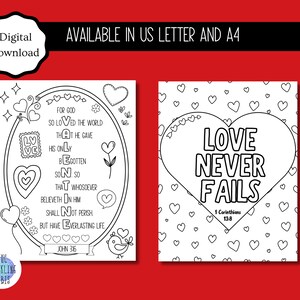 Set of 4 Printable Bible Verse Coloring Pages | Christian Valentine's ...