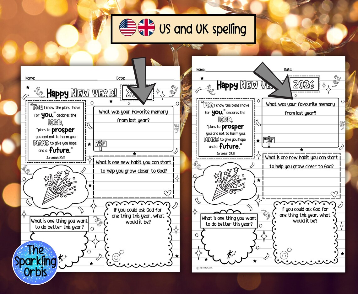 Christian New Year Worksheet: Kids Activity, Homeschool and Sunday ...