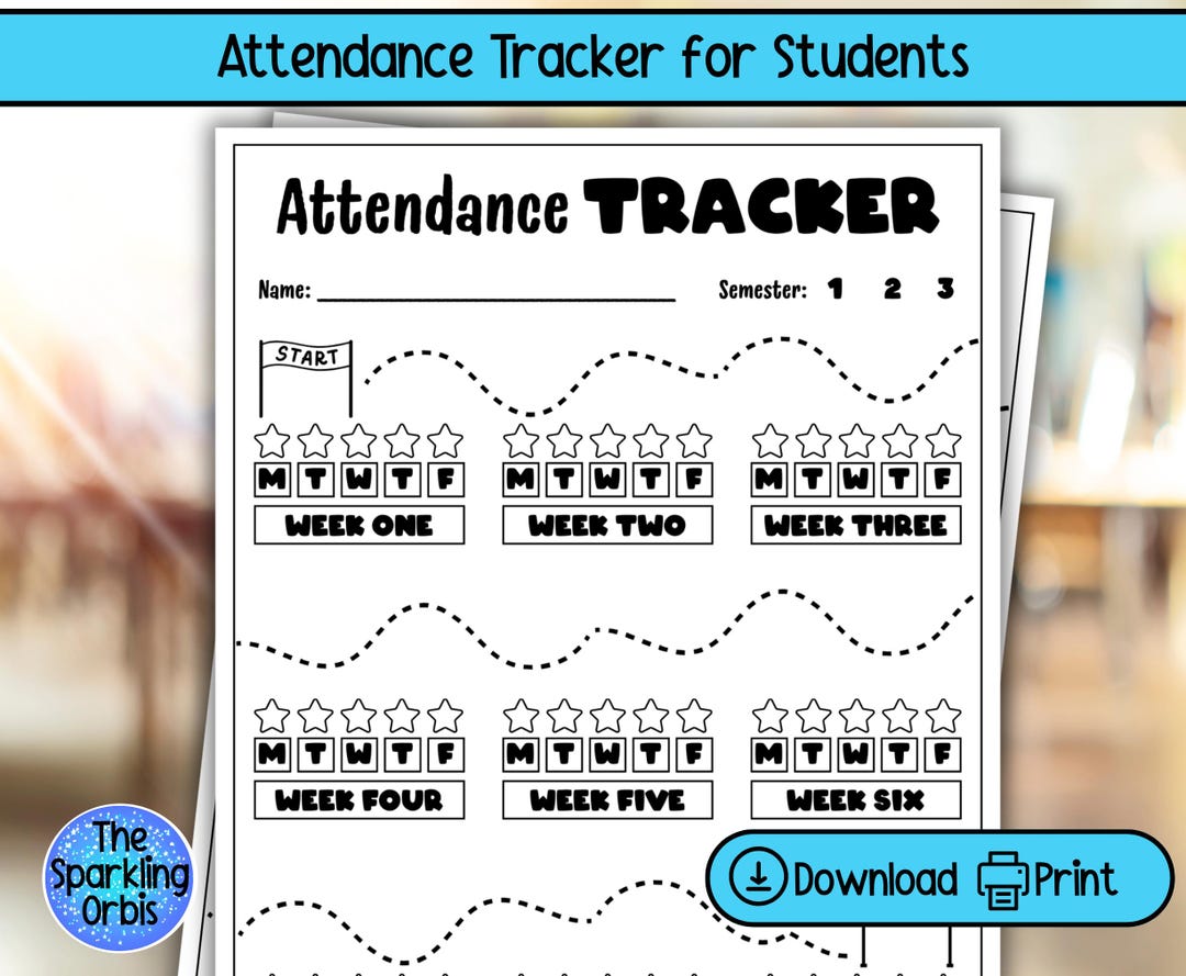 Printable Student Attendance Tracker: Nine Weeks, Self-tracking (PDF ...