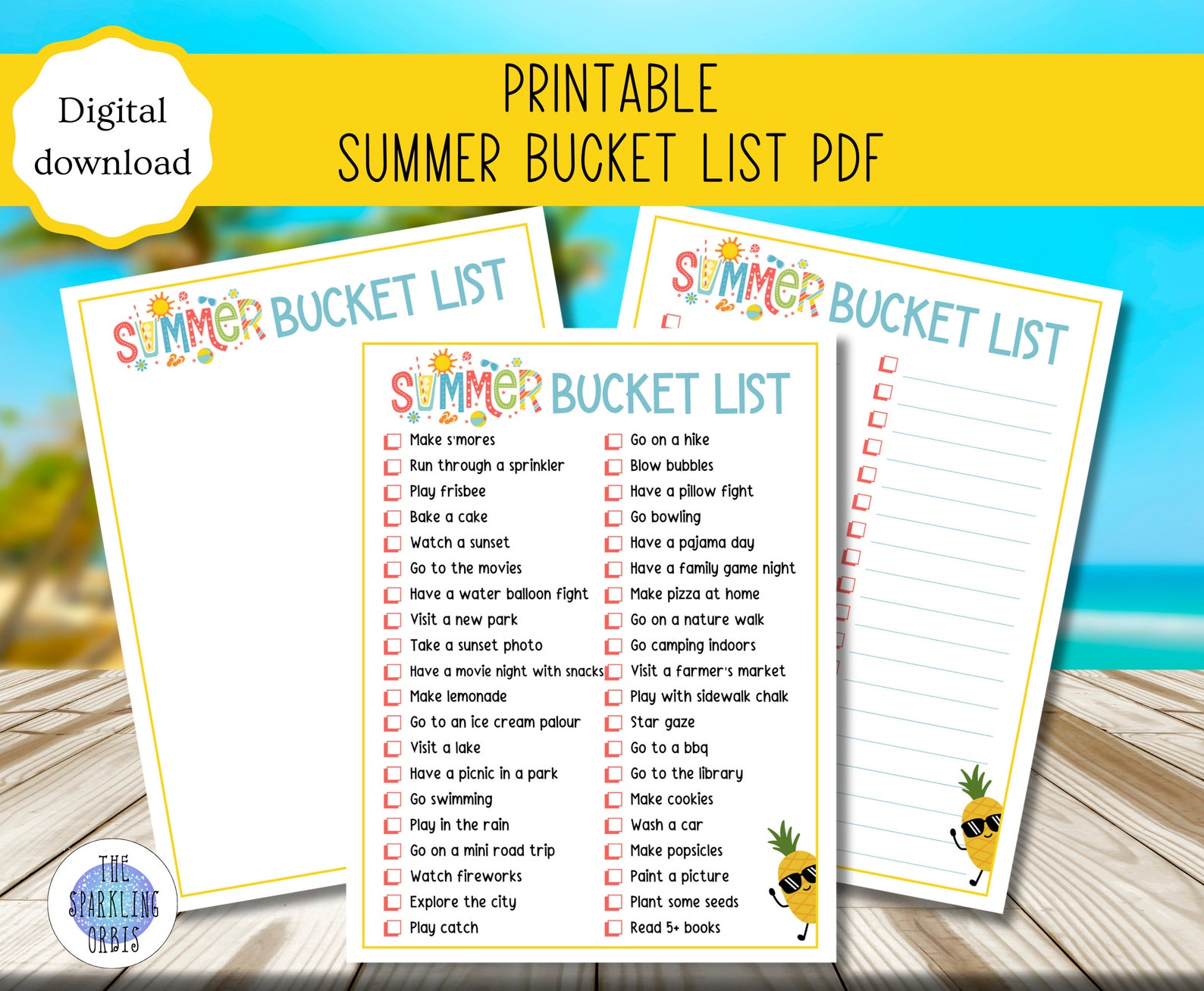 Printable Summer Bucket List PDF | Summer Break | Things to Do | Bucket ...