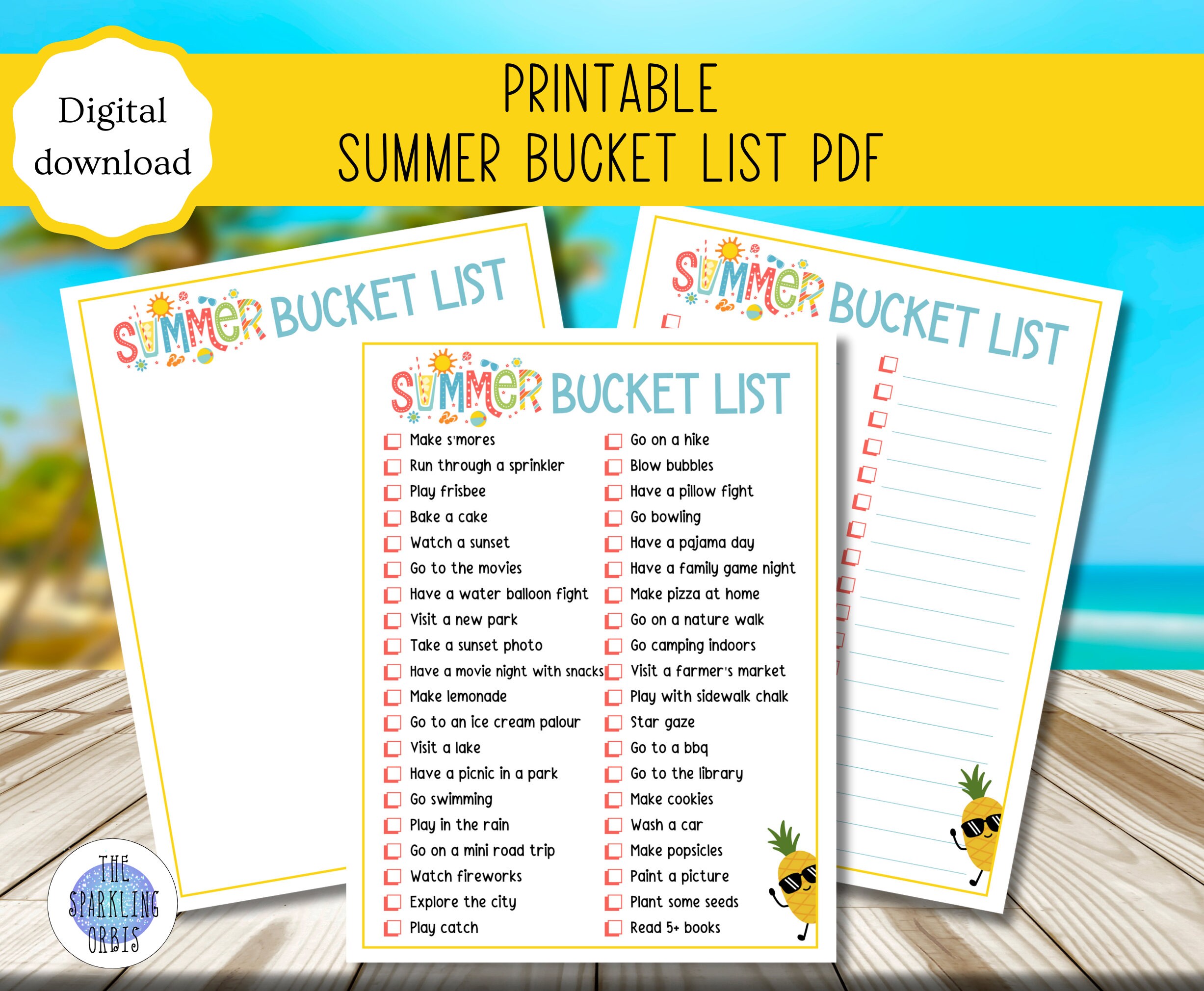 Printable Summer Bucket List PDF | Summer Break | Things to Do | Bucket ...