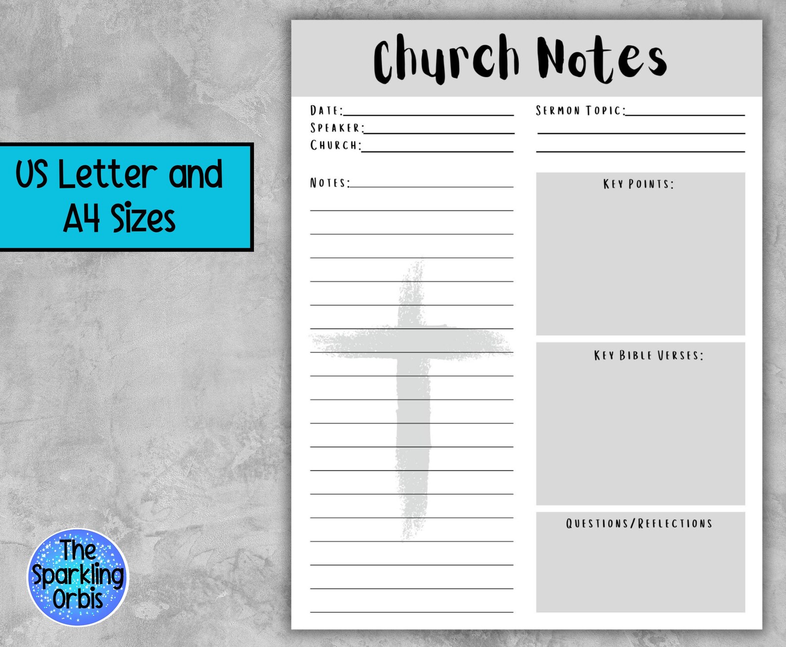 Printable Church Notes Template | Sermon Notes | Church Notes | Note ...
