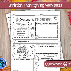 Printable Christian Thanksgiving Worksheet | Gratitude | Homeschool ...