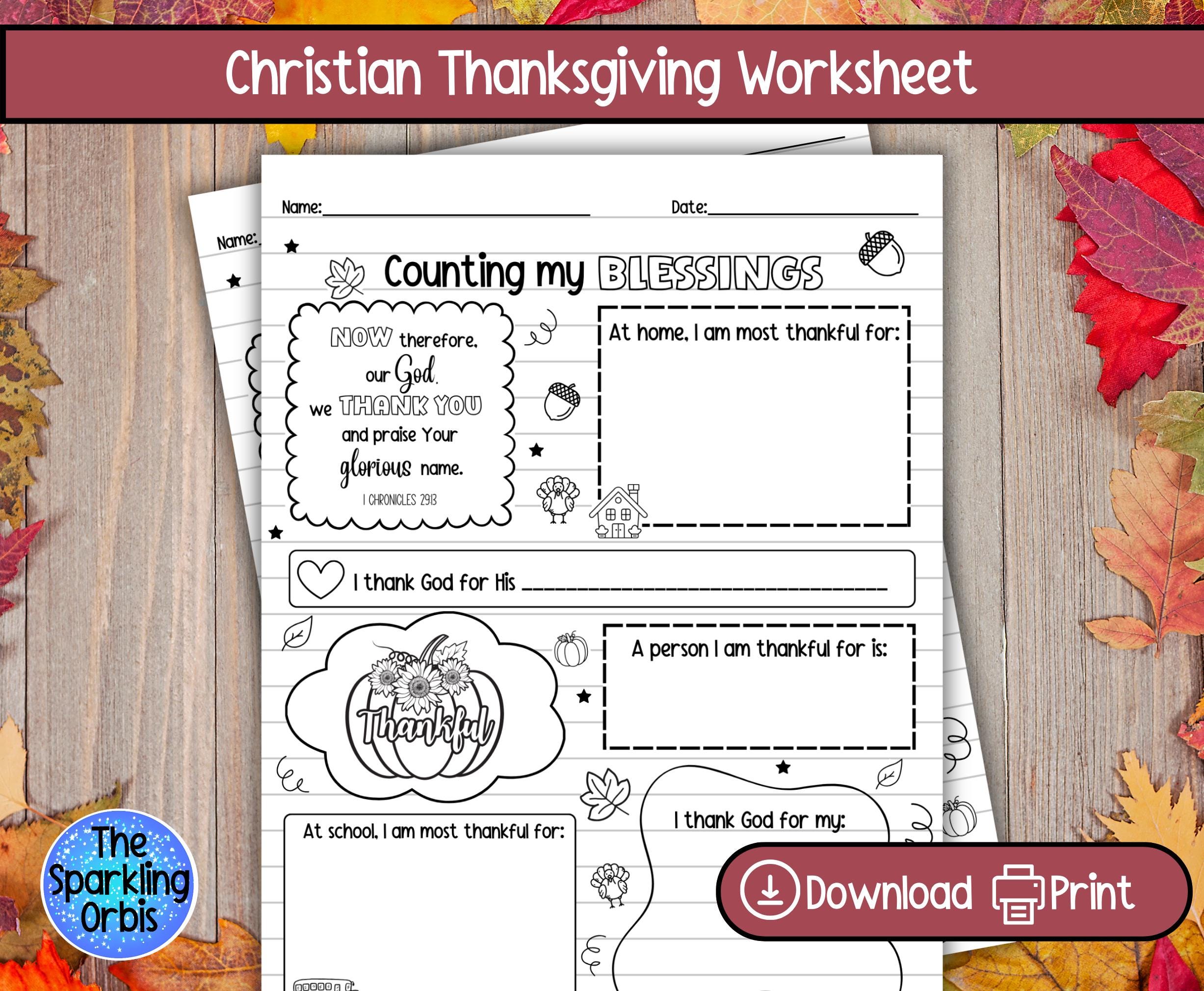Printable Christian Thanksgiving Worksheet | Gratitude | Homeschool ...