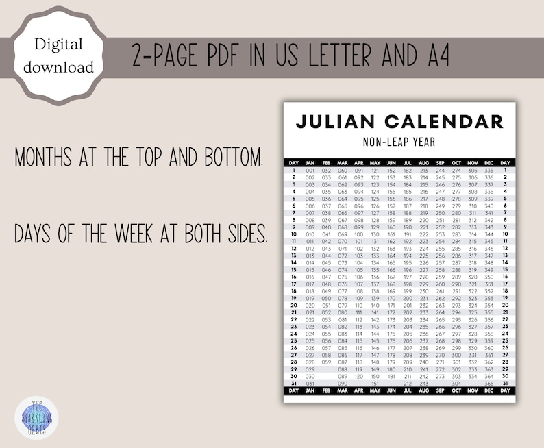 Julian Calendar | Military | Government | Digital Download | Printable ...