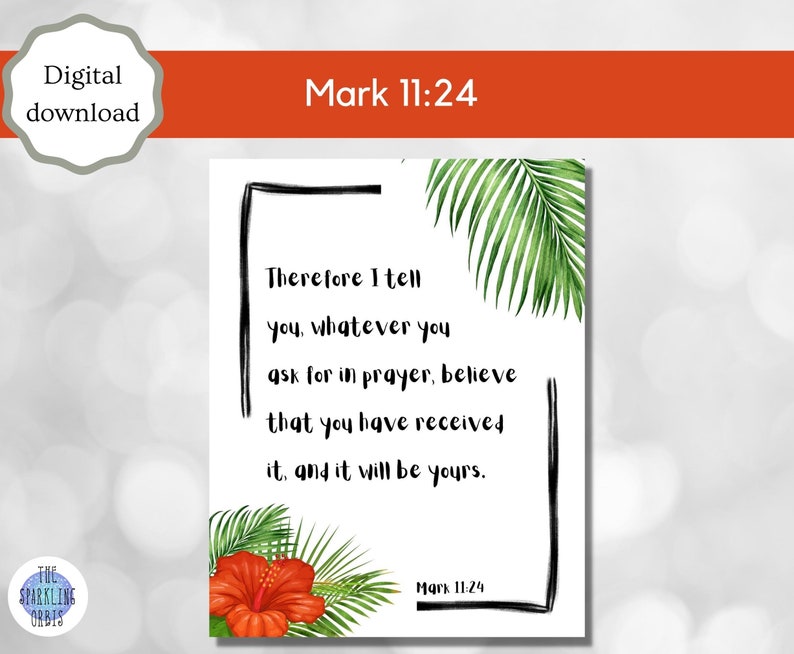 Printable Bible Verse Wall Art Mark 11 Verse 24 KJV - Etsy Australia