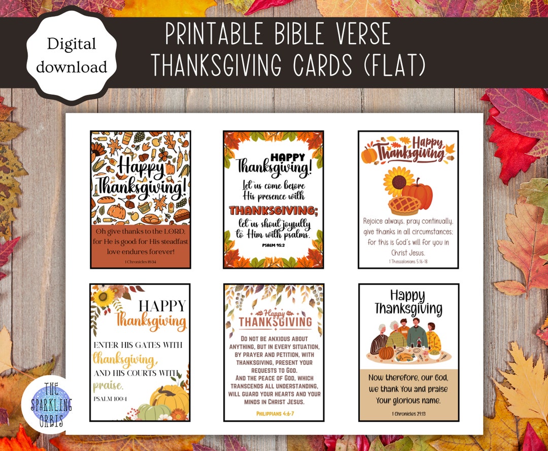 Printable Christian Thanksgiving Cards | Flat Cards | Bible Verse ...
