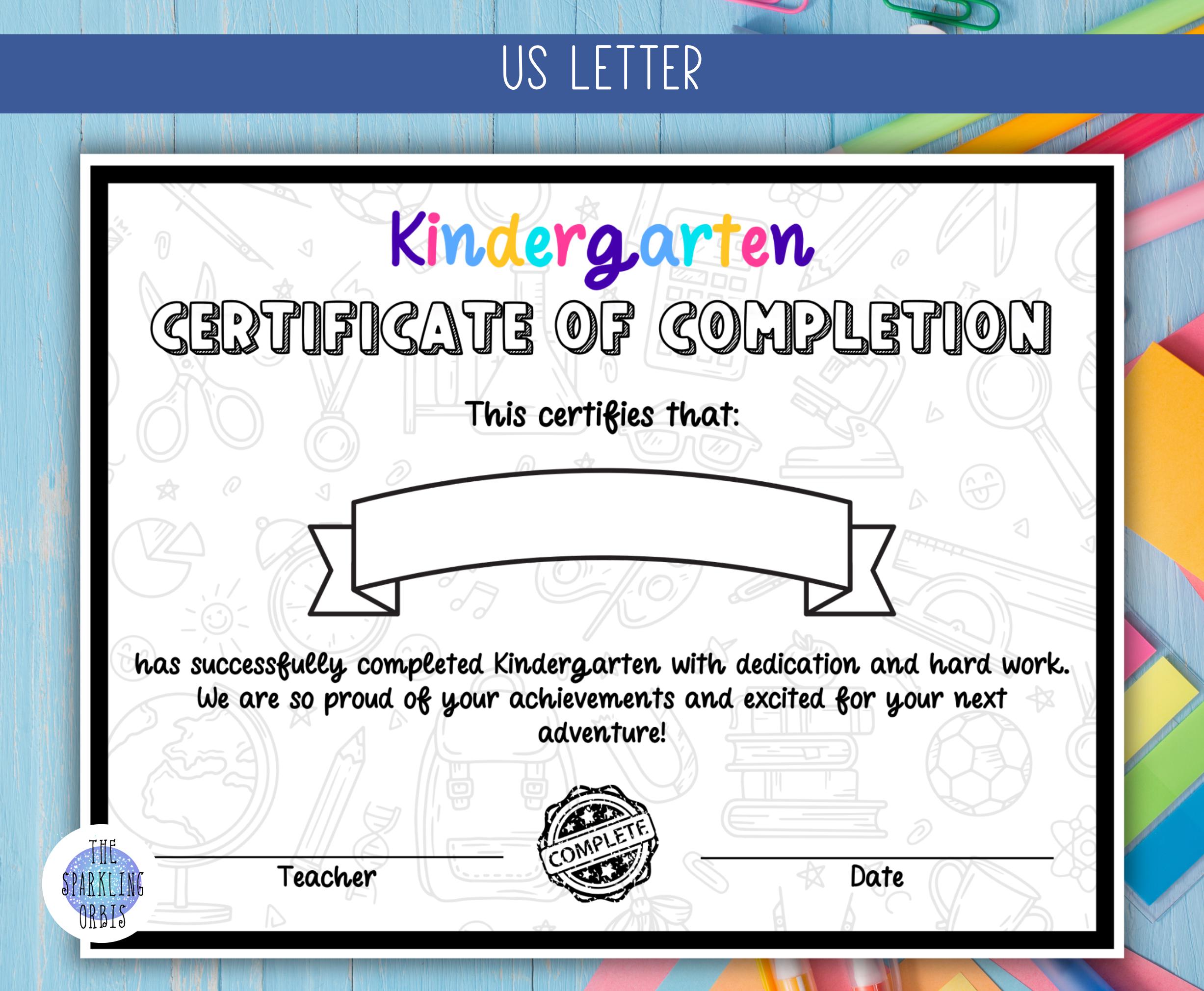 Printable Kindergarten Certificate of Completion | Kindergarten ...