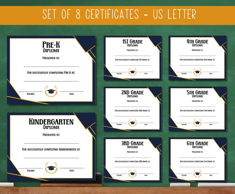 Printable Diplomas for Pre-k to Sixth Grade | Graduate Certificates ...