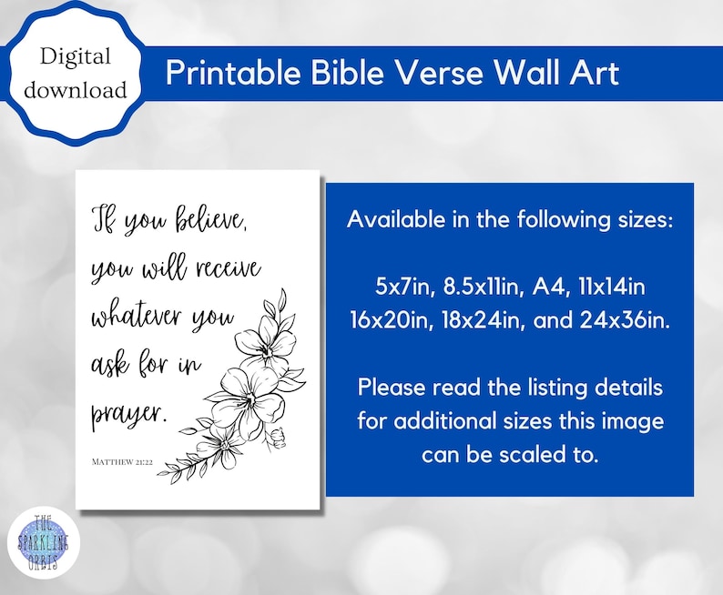 Printable Bible Verse Wall Art | Matthew 21:22 | Christian Wall Art ...